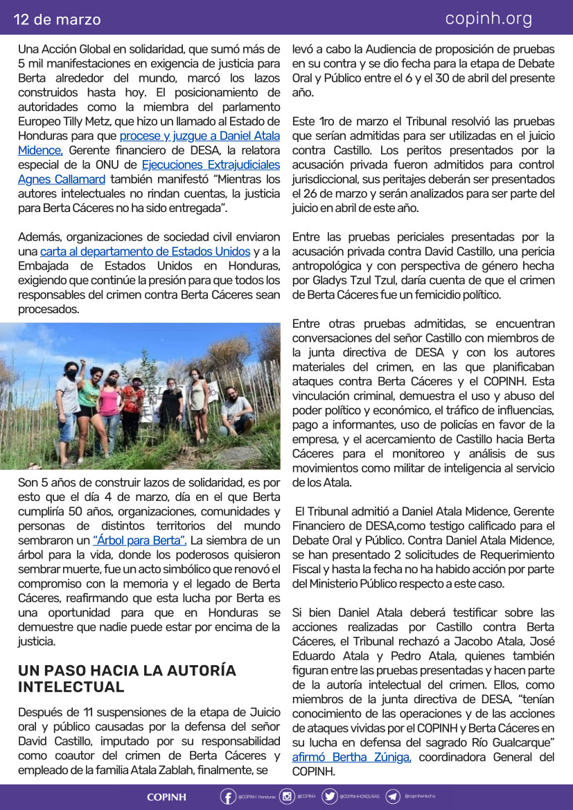 Portada David Castillo – Berta Cáceres